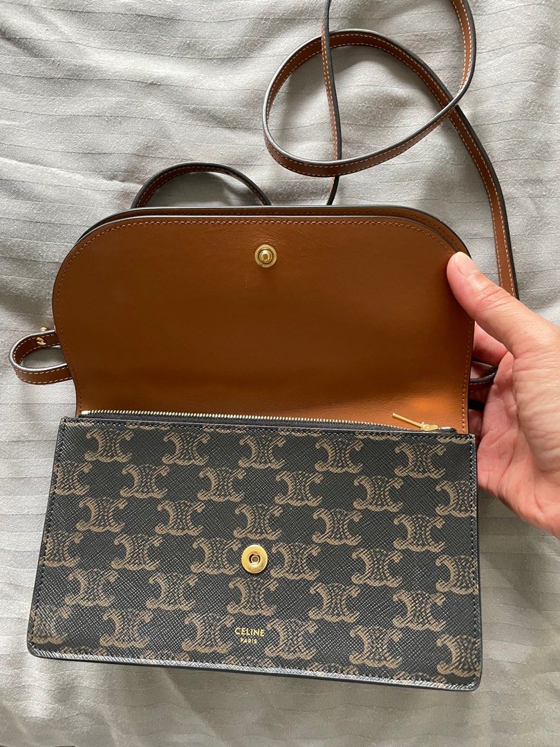 Celine Wallet on Strap in Triomphe Canvas, Luxury, Bags & Wallets on ...