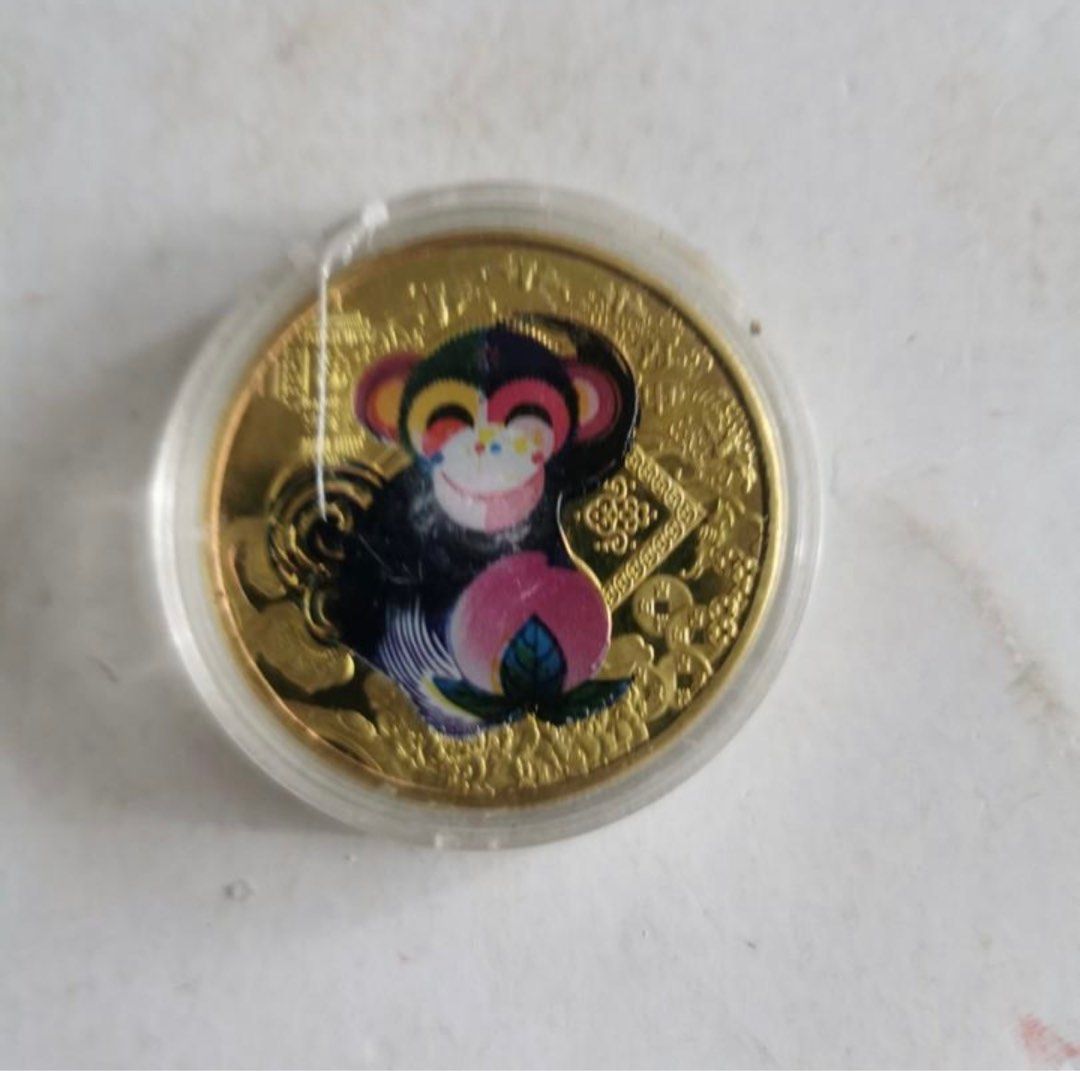 Chinese zodiac gold plated coin 2017 Rooster monkey pig dog, Hobbies ...
