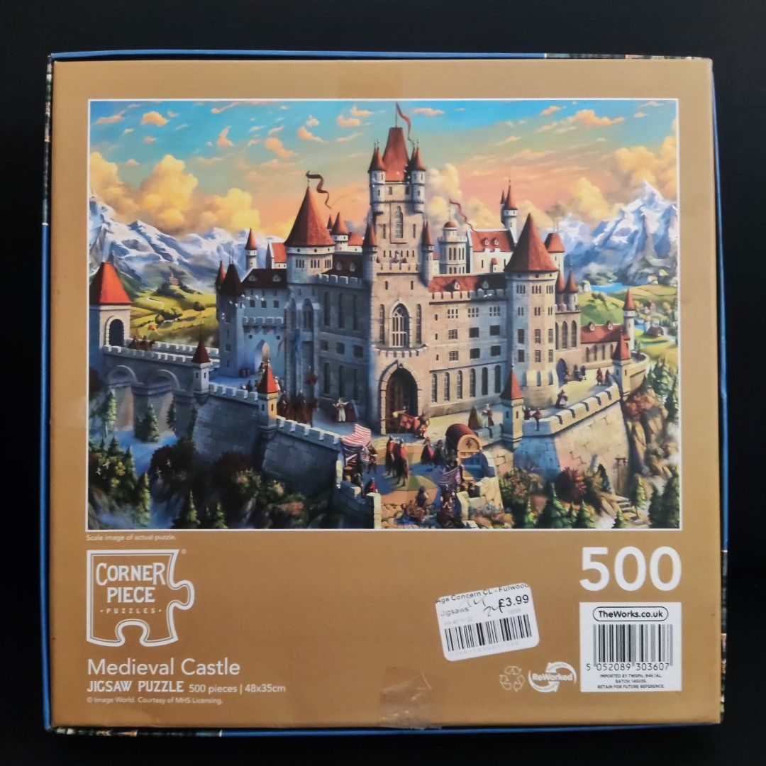 Corner Piece Medieval Castle Puzzle (Counted, Complete), Hobbies & Toys ...
