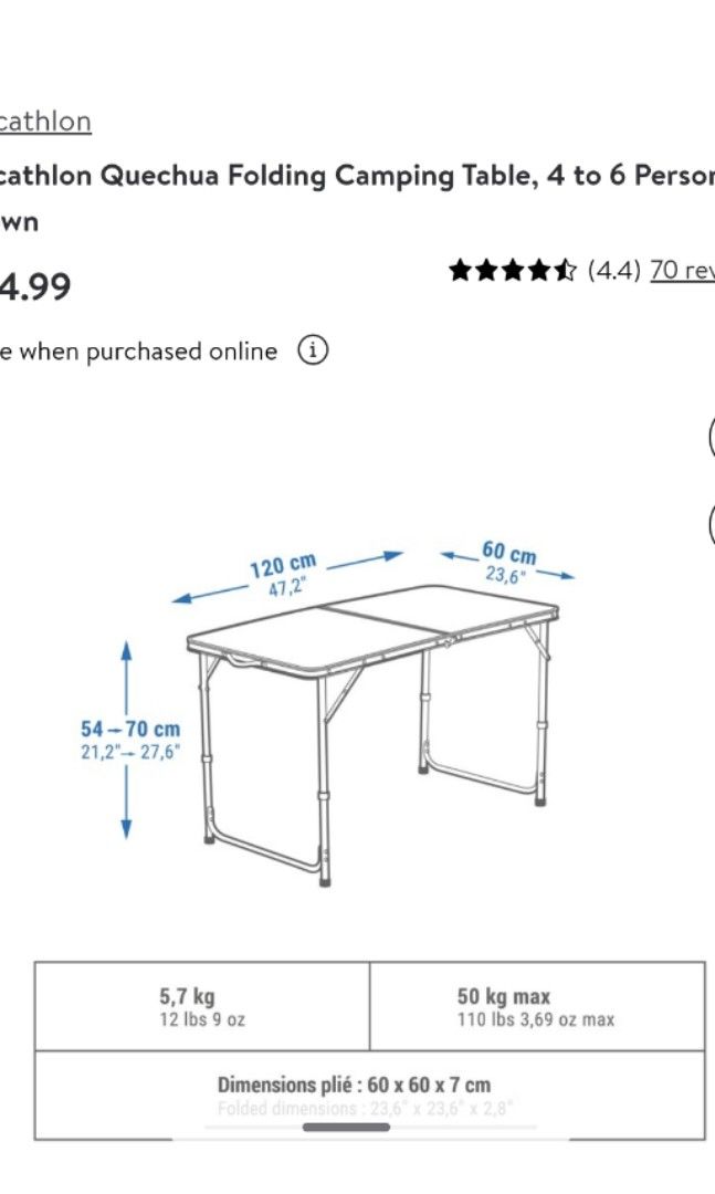 Decathlon Orange Camp Table, Furniture & Home Living, Outdoor Furniture ...