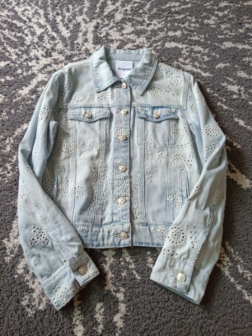 Desigual Eyelet Denim Jacket, Women's Fashion, Coats, Jackets and ...