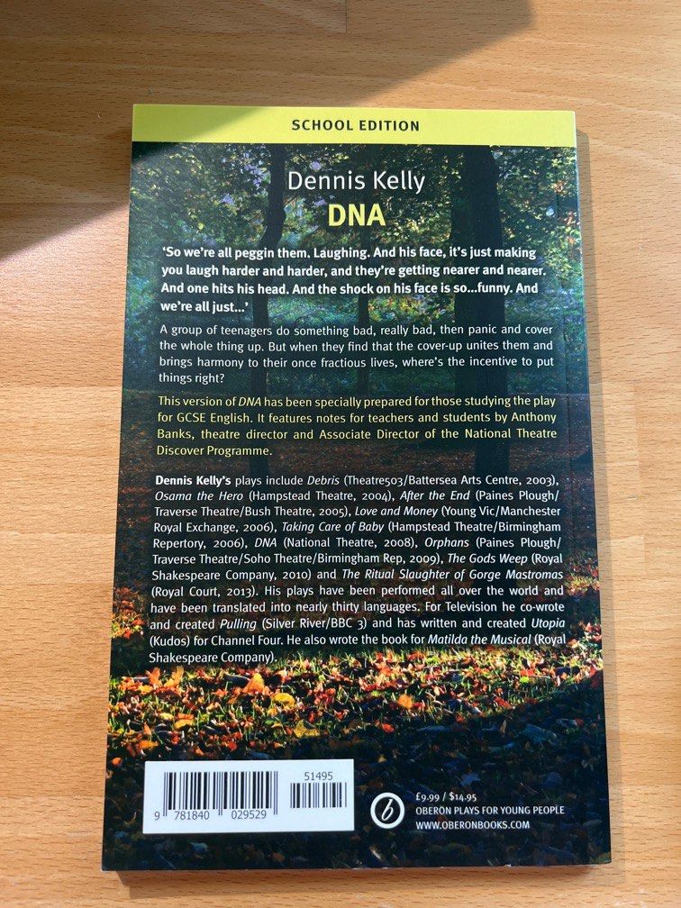 DNA by Dennis Kelly (drama textbook), 興趣及遊戲, 書本 & 文具, 教科書 - Carousell