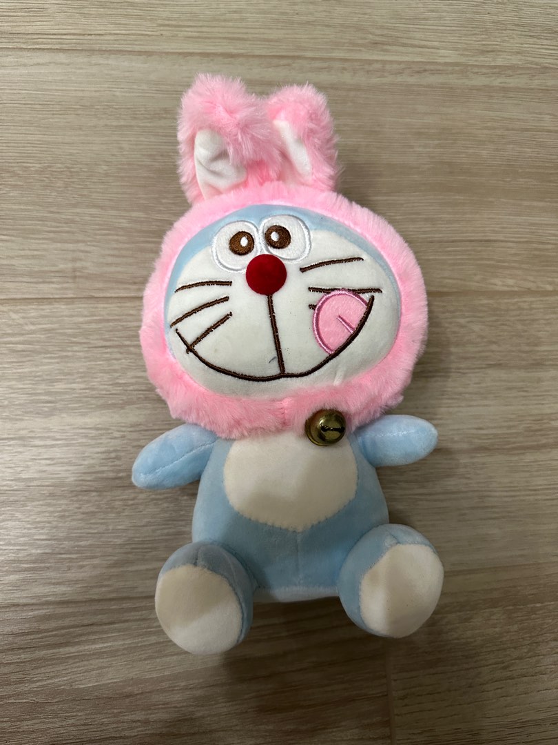 Doraemon soft toy with pink rabbit ears, Hobbies & Toys, Toys & Games ...