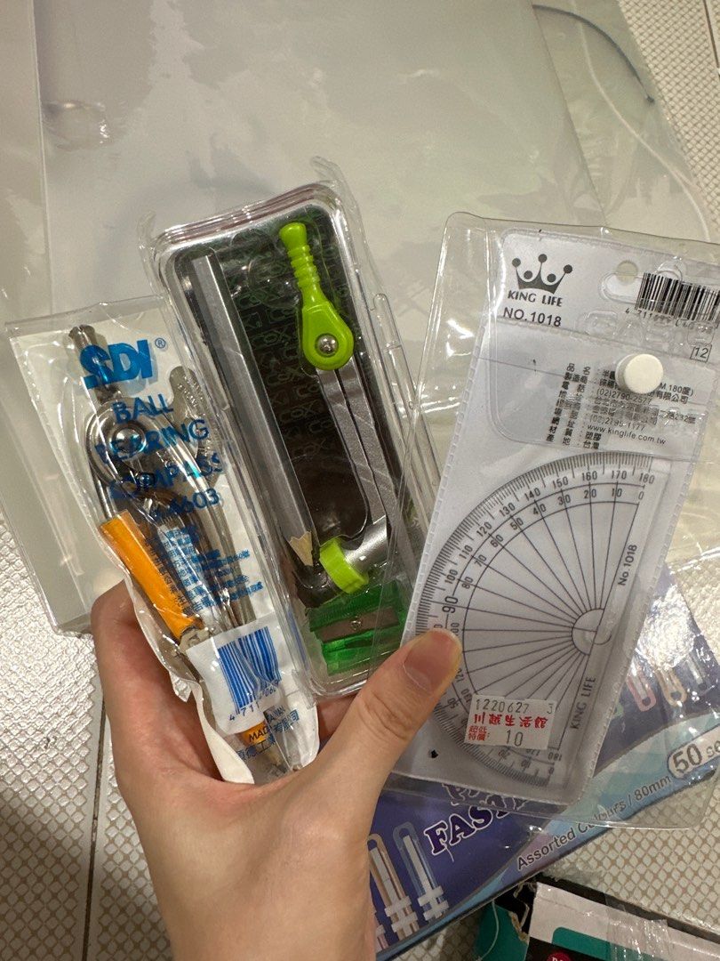 File Folder, Paper fastener, Math Compass and Protractors, Collapsible ...