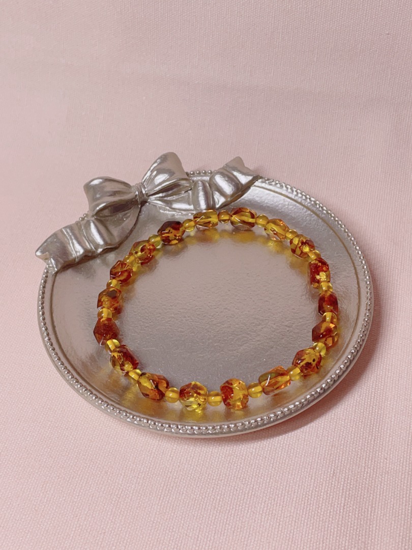 Flower Amber Crystal Bracelet, Women's Fashion, Jewelry & Organisers ...