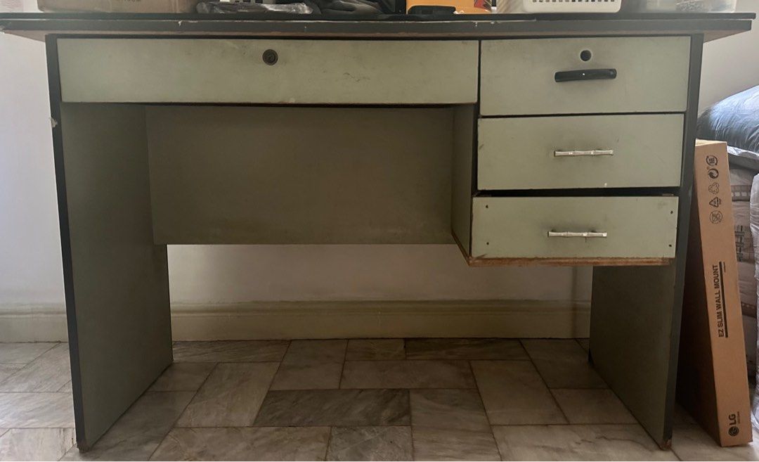 (FREE) Office Desk with Glass Top, Furniture & Home Living, Office ...