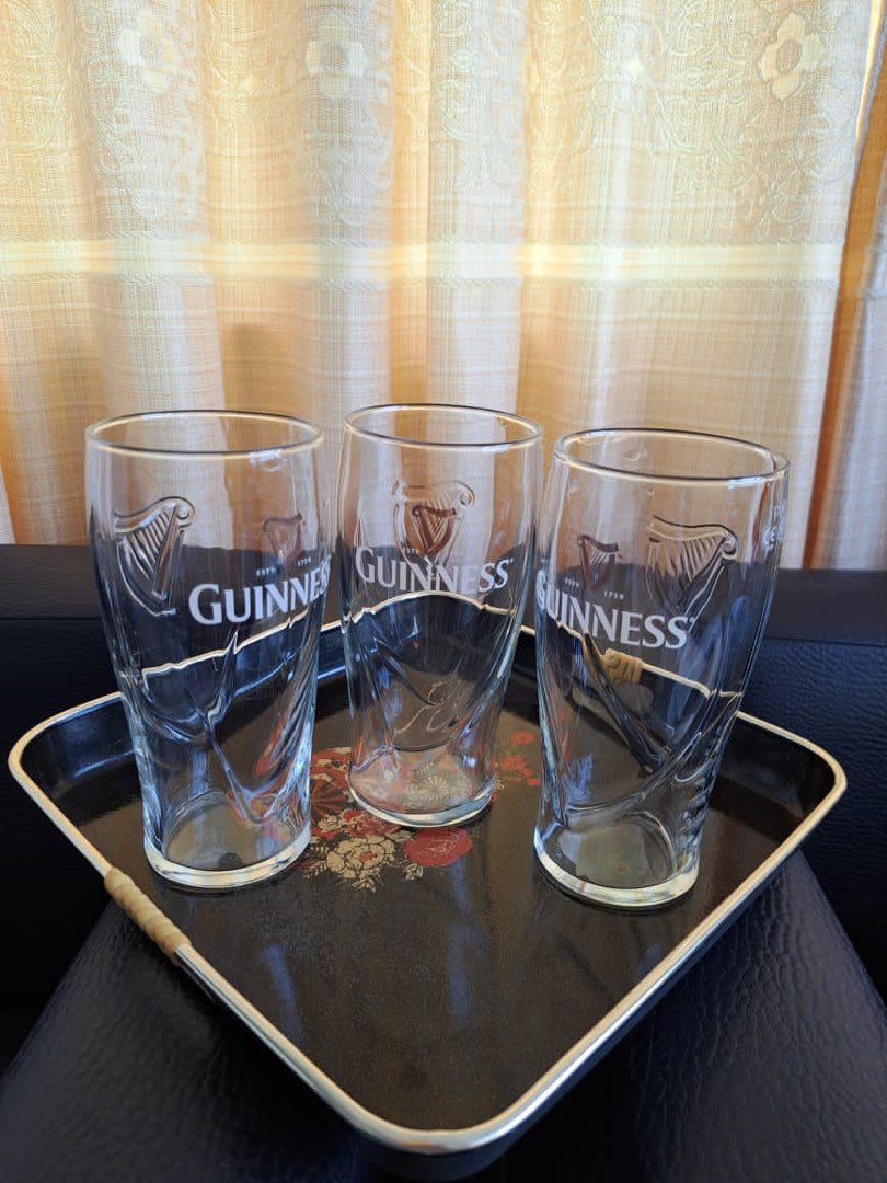 #Vintage Guinness Glass x3, Furniture & Home Living, Kitchenware ...
