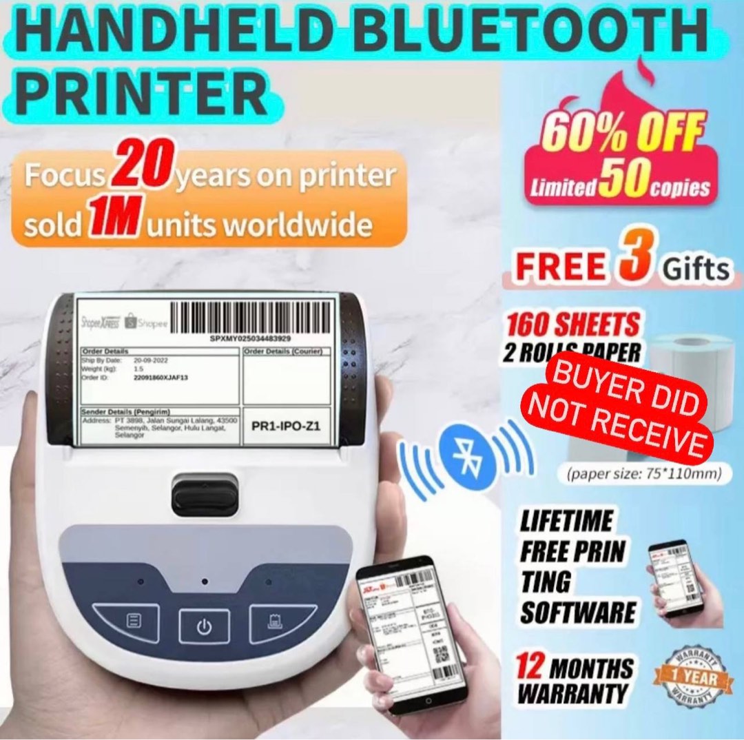 Handheld Bluetooth printer, Computers & Tech, Printers, Scanners ...