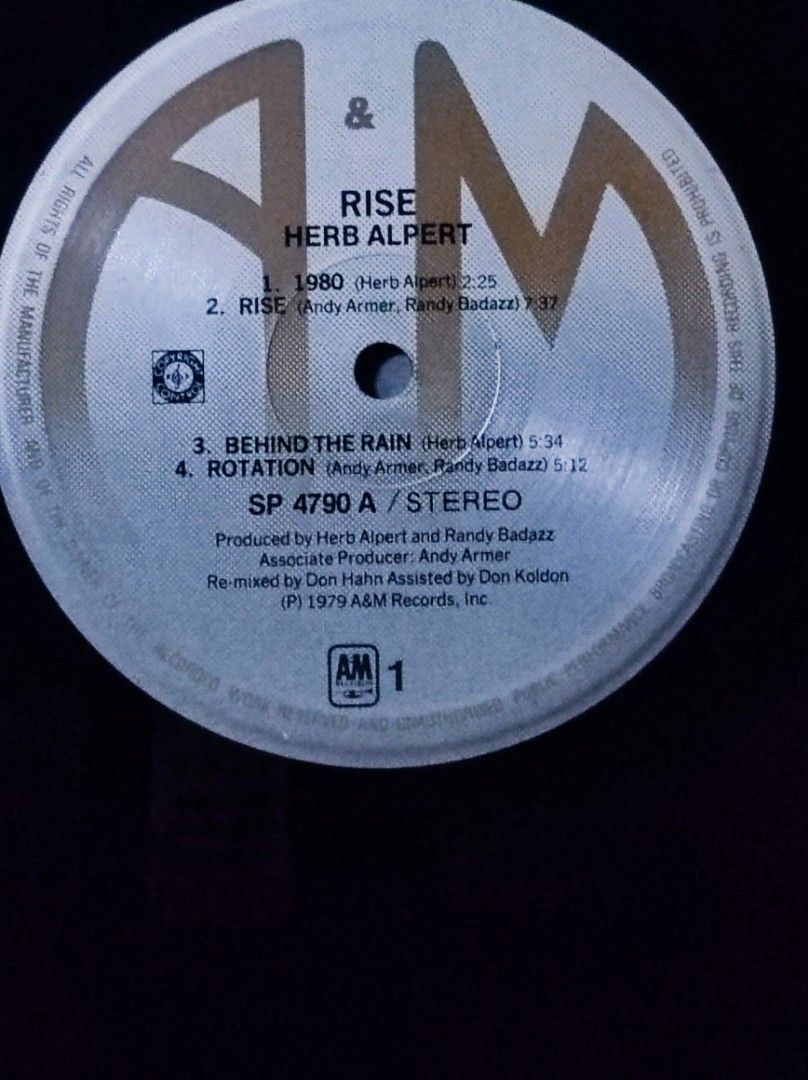 Herb Alpert - Rise[LP], Hobbies & Toys, Music & Media, Vinyls on Carousell