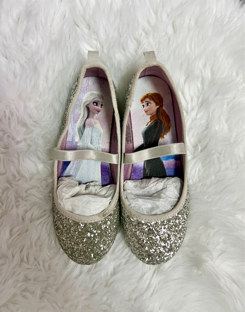 H&M Ballerina Princess Flats in Metallic Silver (Frozen Theme) on Carousell