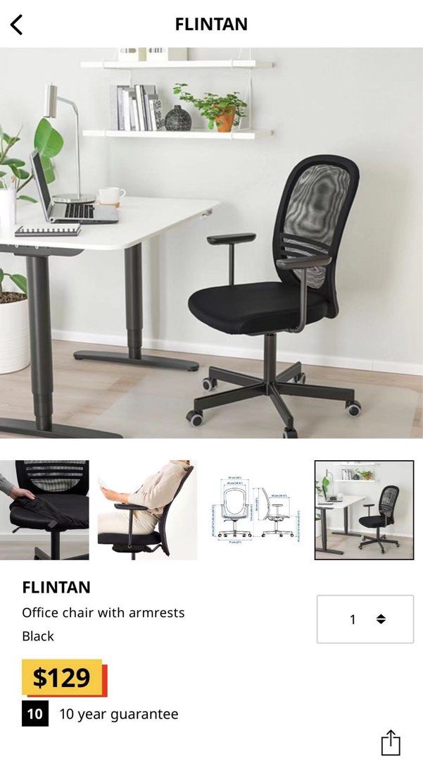 IKEA FLINTAN Office Chair in Grey Color, Furniture & Home Living ...