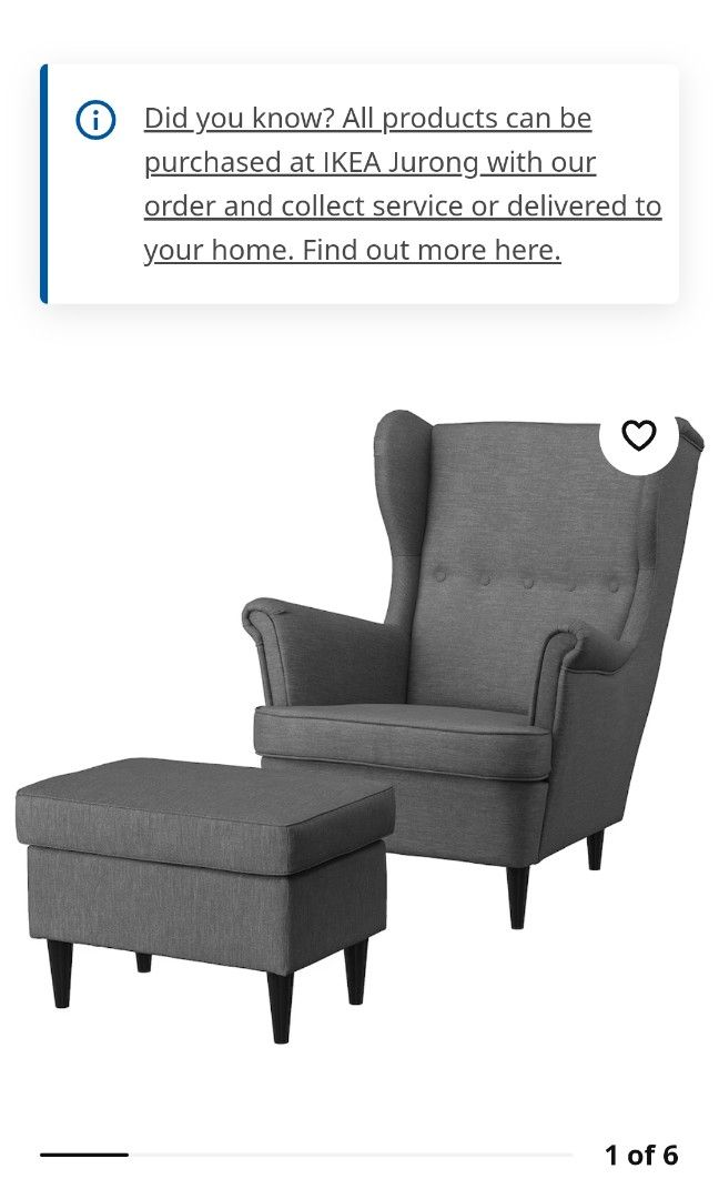 IKEA STRANDMON Arm Chair and Ottoman, Furniture & Home Living ...