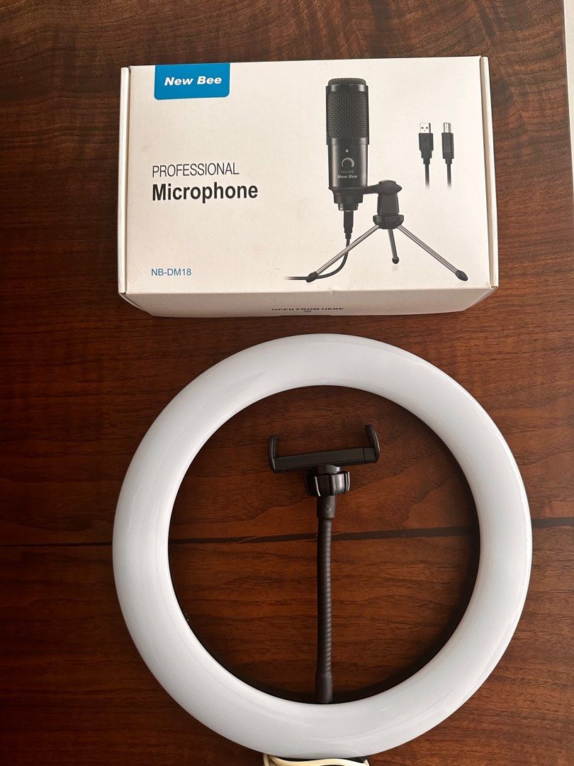 LED Ring Light + microphone set, Photography, Photography Accessories ...