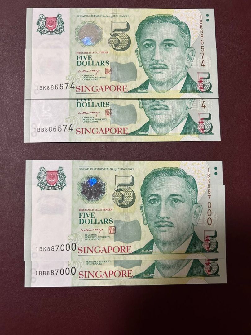 Lee Hsien Loong $5 SGD Notes [SAME NUMBER - RARE], Hobbies & Toys ...