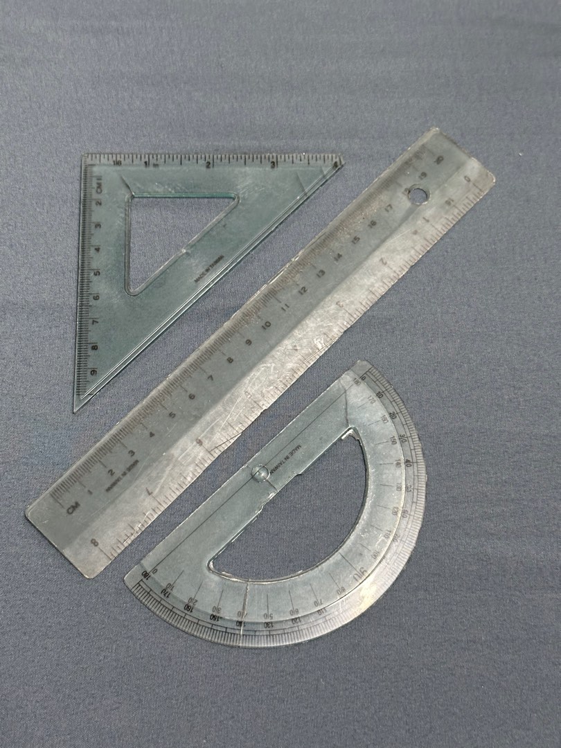 Light Blue Ruler, Protractor and Set Square Set on Carousell