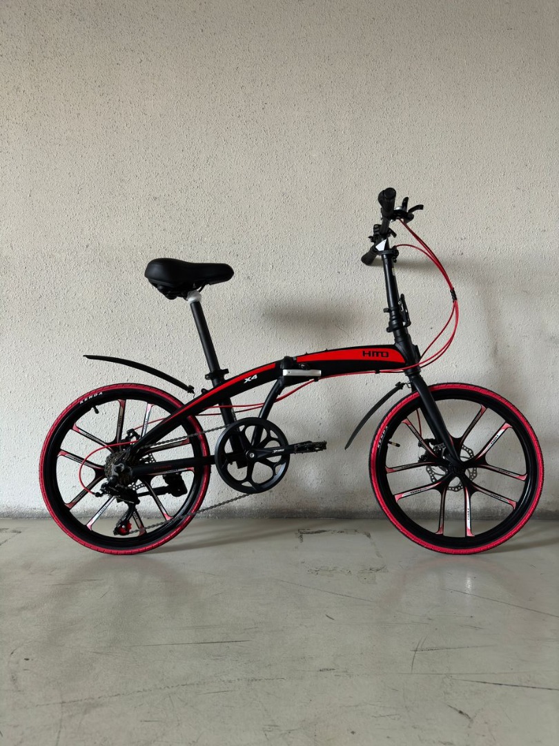 LIMITED!!!Hito X4 Bicycle 22inch Foldable Bike WITH black red colour bike foldie, Sports ...