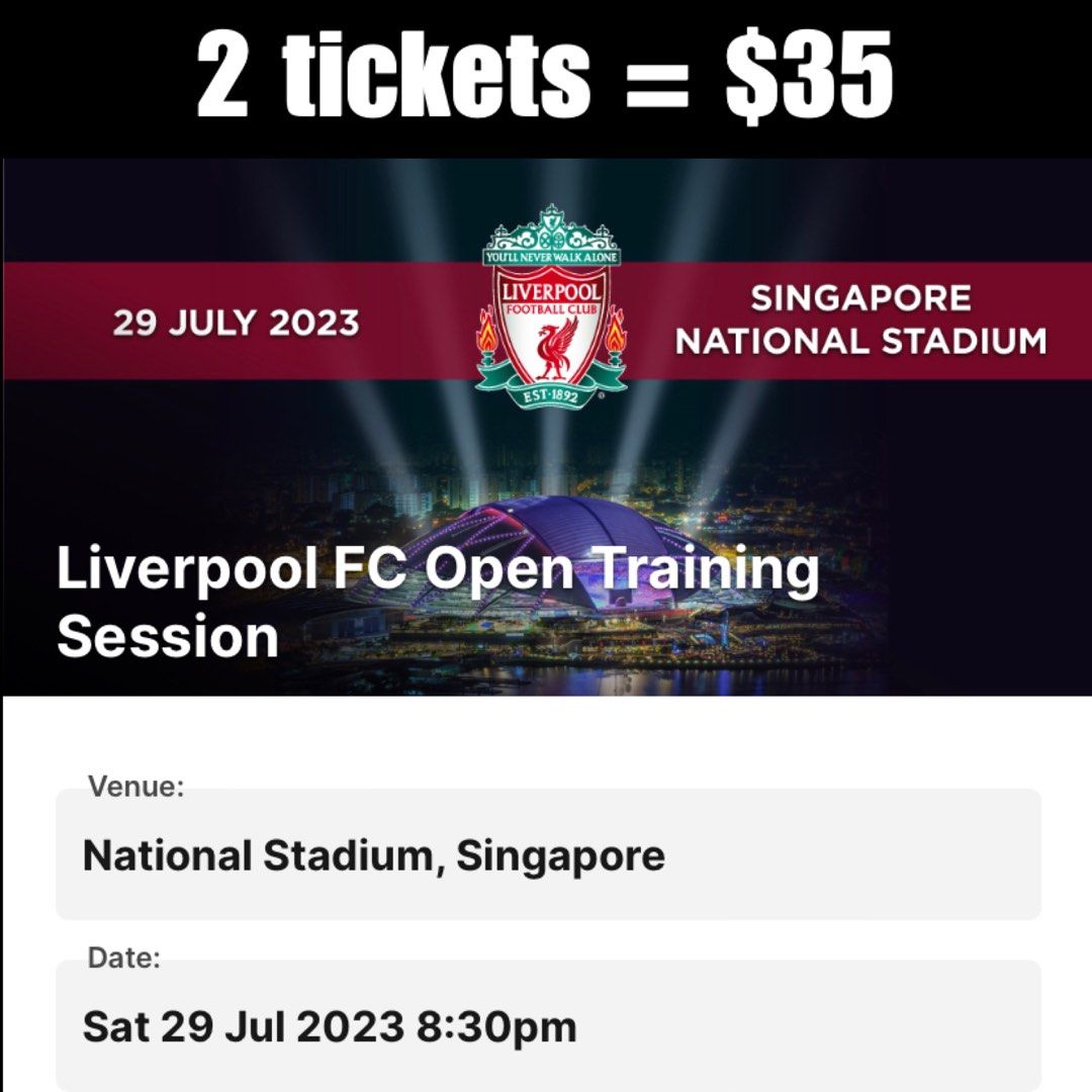 Liverpool Fan Club Open Training Session Ticket for 2 Liverpool FC LFC ...