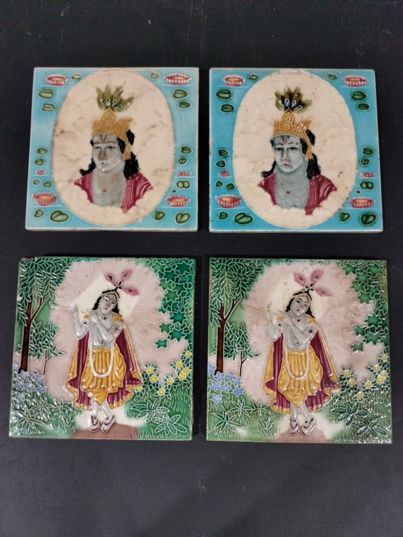 LORD KRISHNA, very Famous Hindu God , Peranakan Japan Majolica Tile ...
