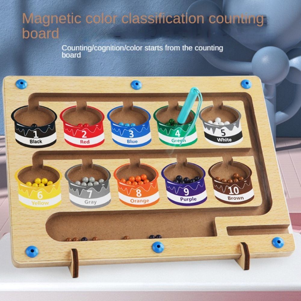 Magnetic Color and Number Maze - Wooden Magnet Board Puzzles Toddler ...