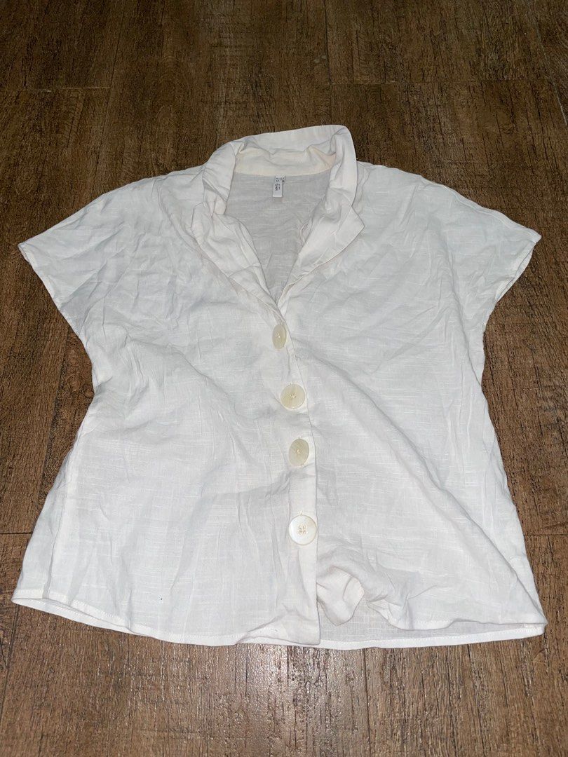 MANGO linen blend top on Carousell