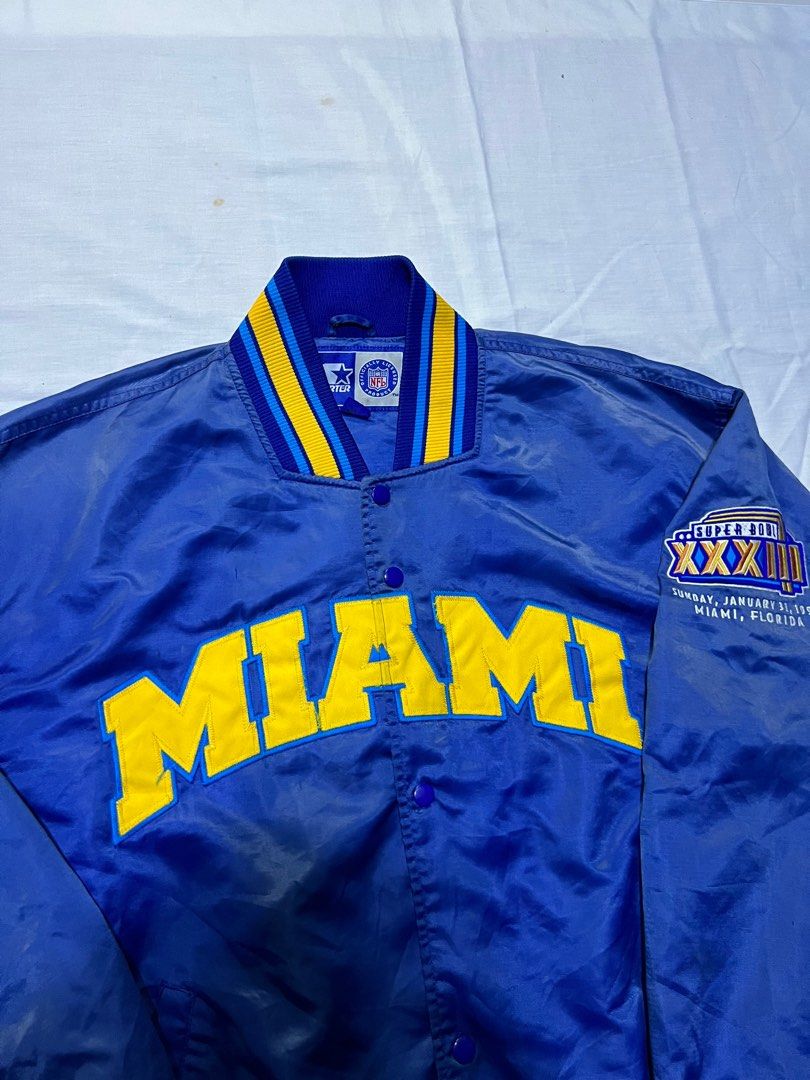 Miami Satin Varsity Jacket by Starter, Men's Fashion, Coats, Jackets ...