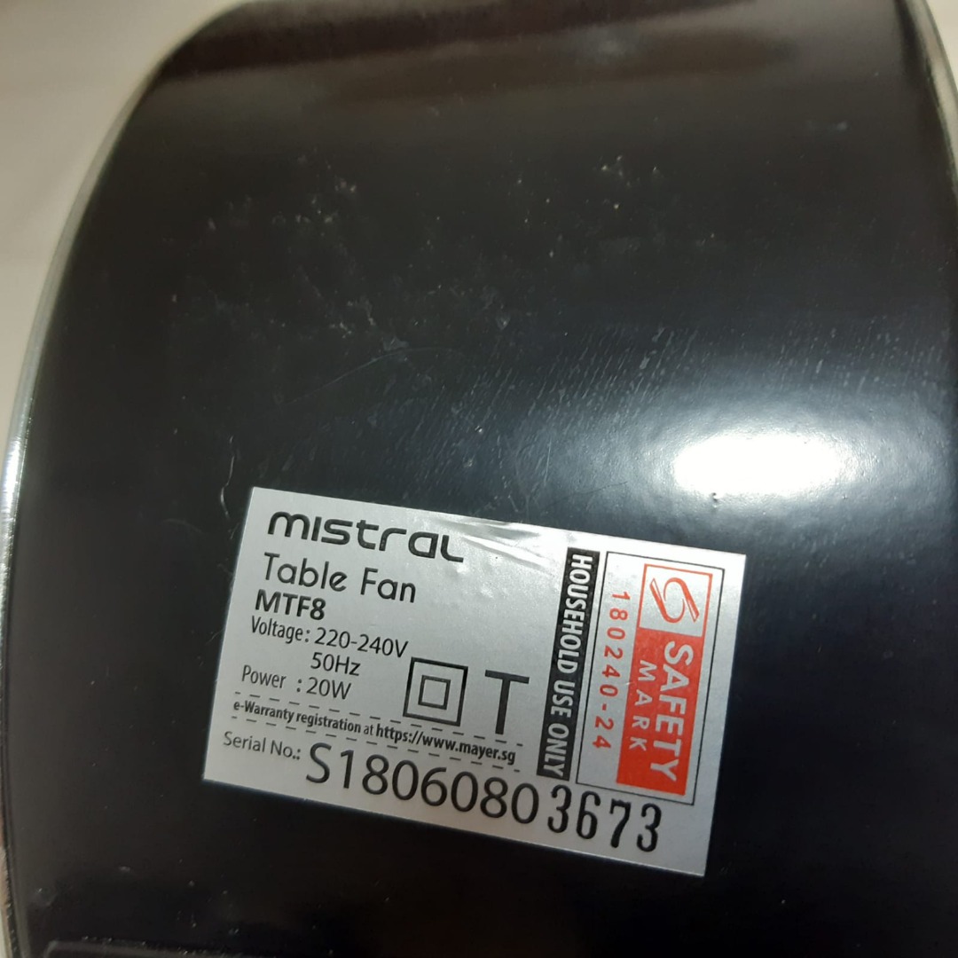 Mistral Table Fan MTF8, Furniture & Home Living, Lighting & Fans, Lighting on Carousell