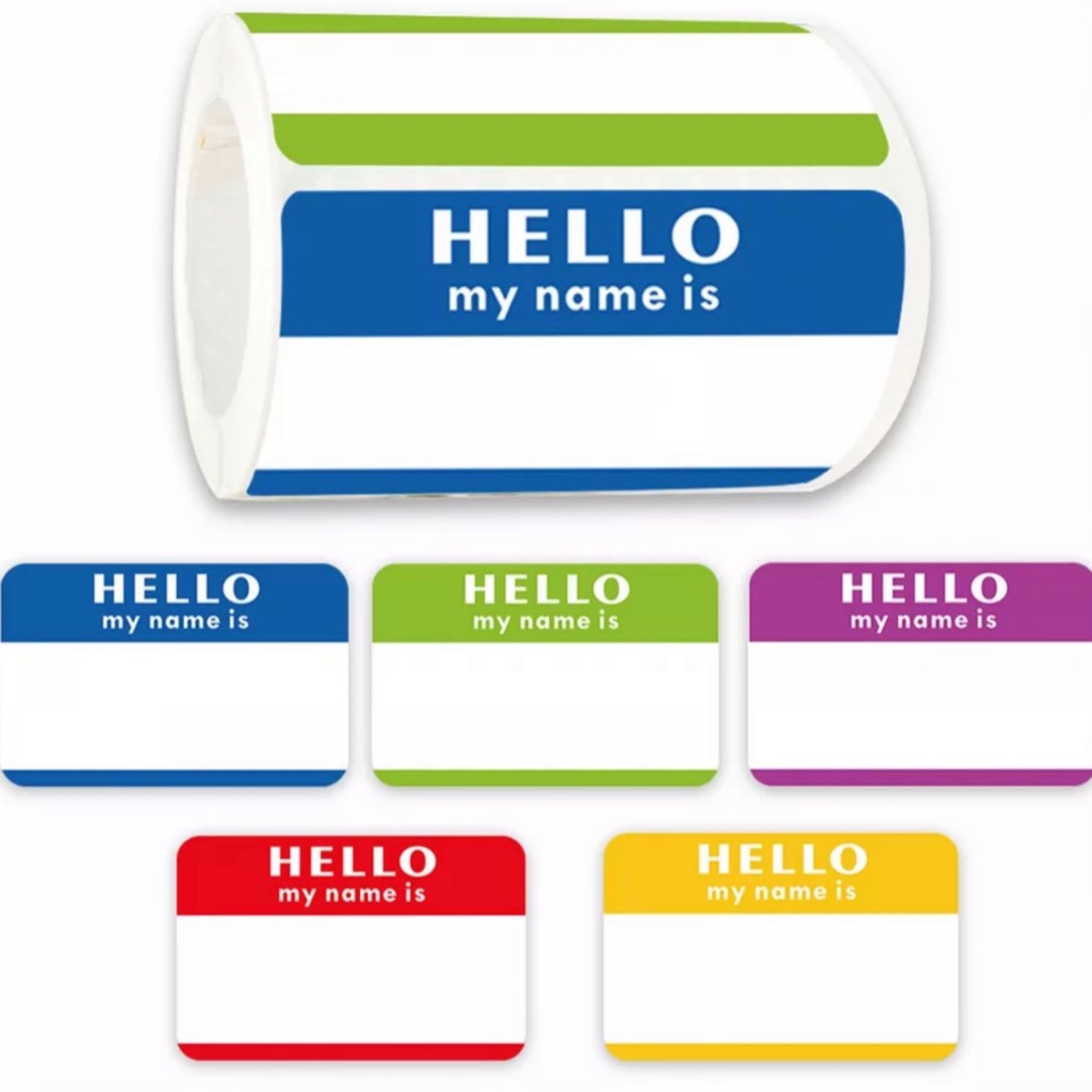 Name Tags 1 Roll/300 Stickers Cartoon Name Tags For Office Meeting ...