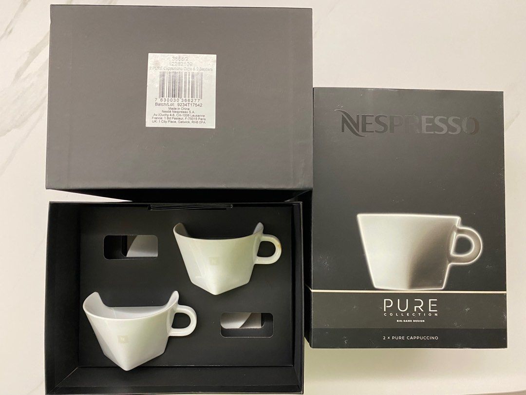 Nespresso PURE Cappuccino Cup x2 Saucer x2, Furniture & Home Living ...