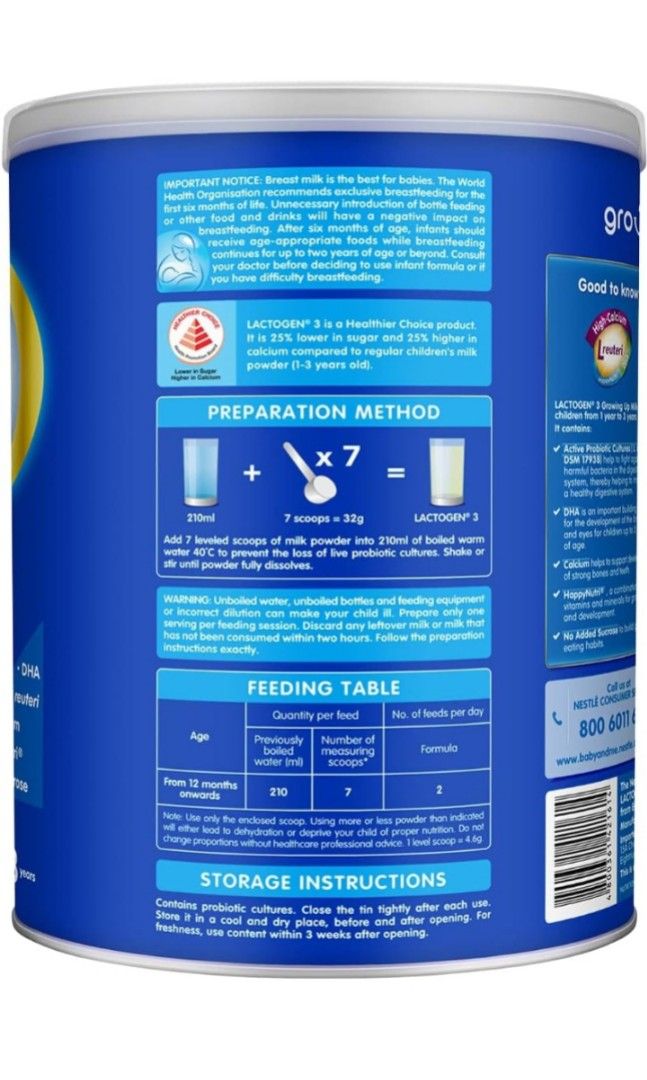 Nestle Lactogen Stage 3 Growing Up Milk 800g (Pack of 12), Babies ...