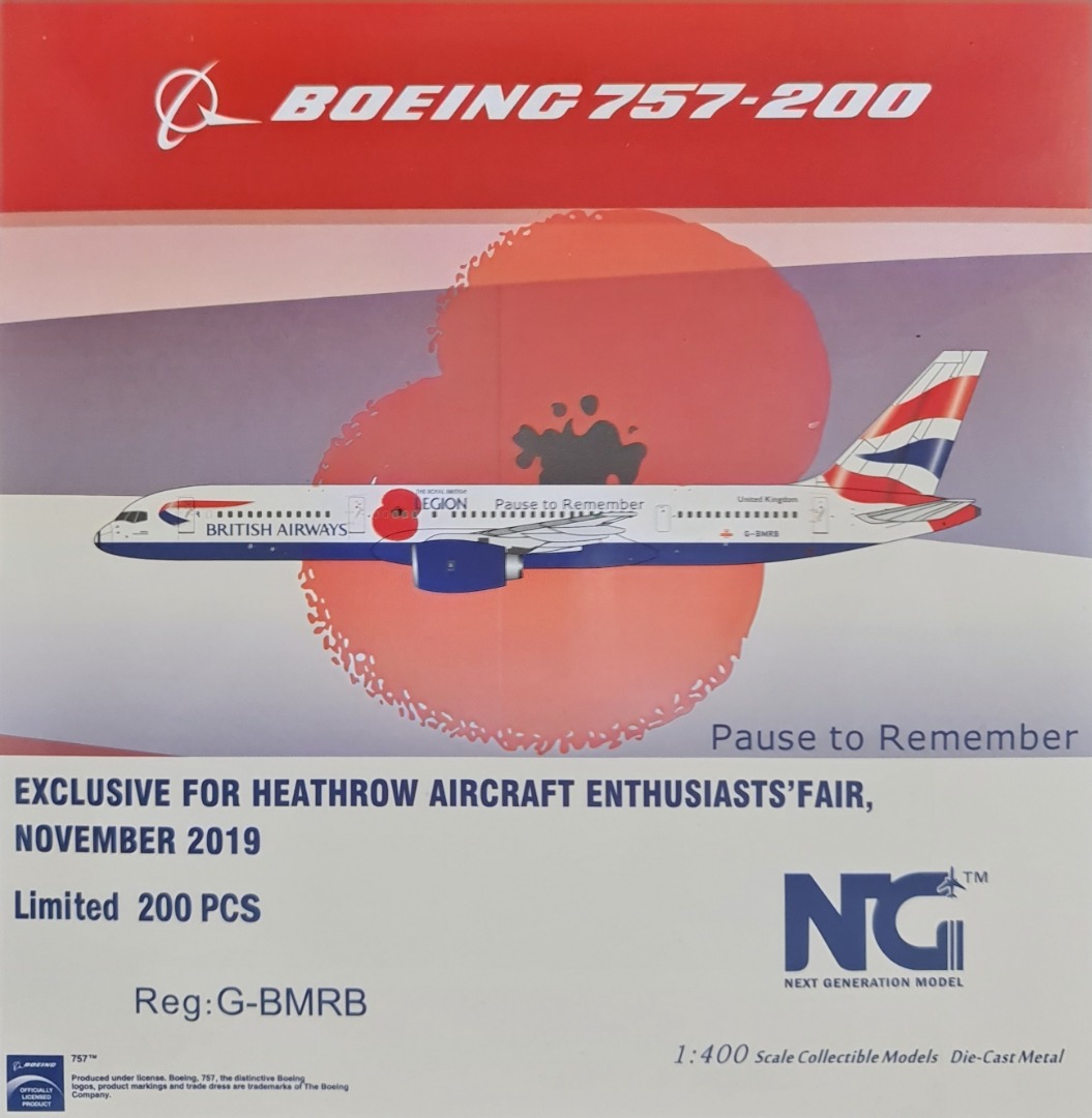 NGModels British Airways Boeing 757-200 "Pause To Remember - Poppy ...