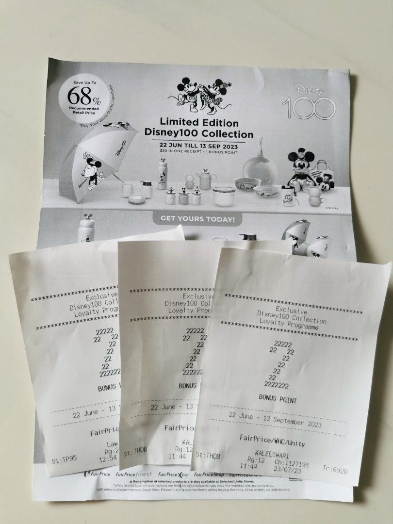 NTUC 6 Bonus Points Exclusive Disney100 Collection Loyalty Program ...