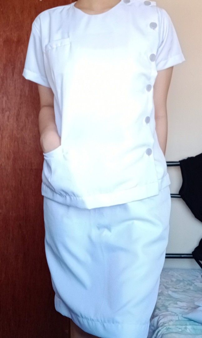 OLFU QC MEDTECH UNIFORM, Women's Fashion, Tops, Blouses on Carousell