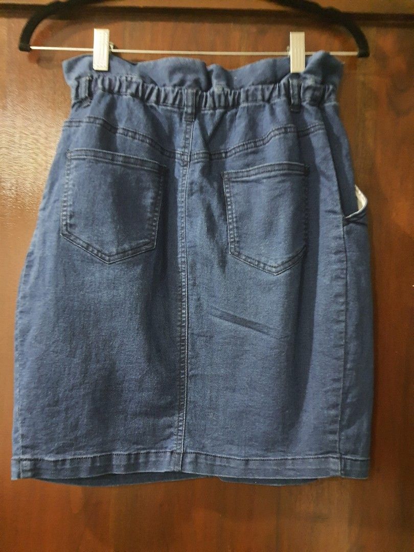Paper Bag Denim Skirt Womens Fashion Bottoms Skirts On Carousell