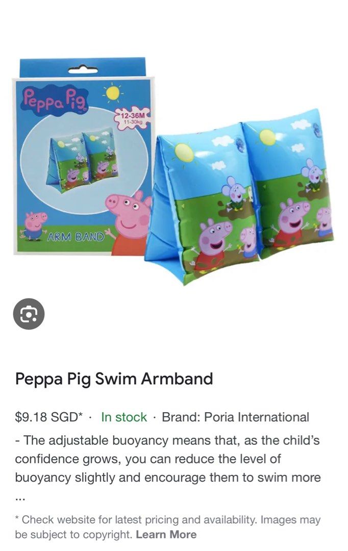 Peppa pig arm ring, swim arm band, float, Babies & Kids, Infant ...