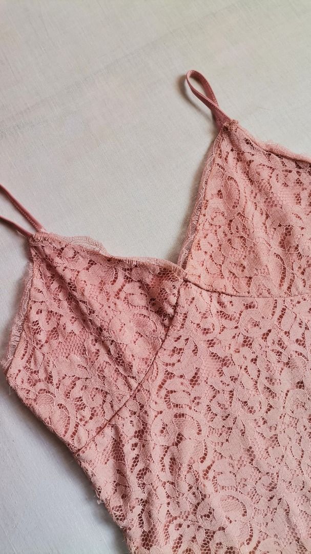 PRIMARK Pink Bodysuit Soft Girl Top Lace PRIMARK on Carousell