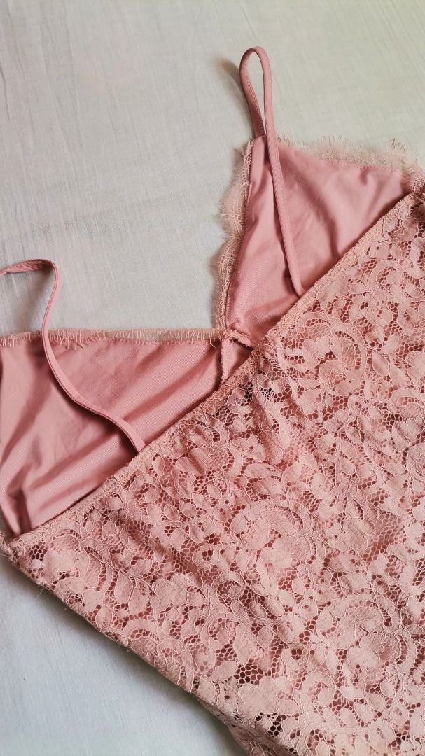 PRIMARK Pink Bodysuit Soft Girl Top Lace PRIMARK on Carousell