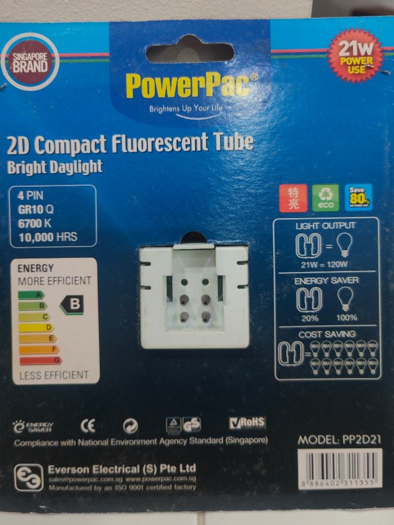 PowerPac 2D compact fluorescent tube, Furniture & Home Living, Lighting ...
