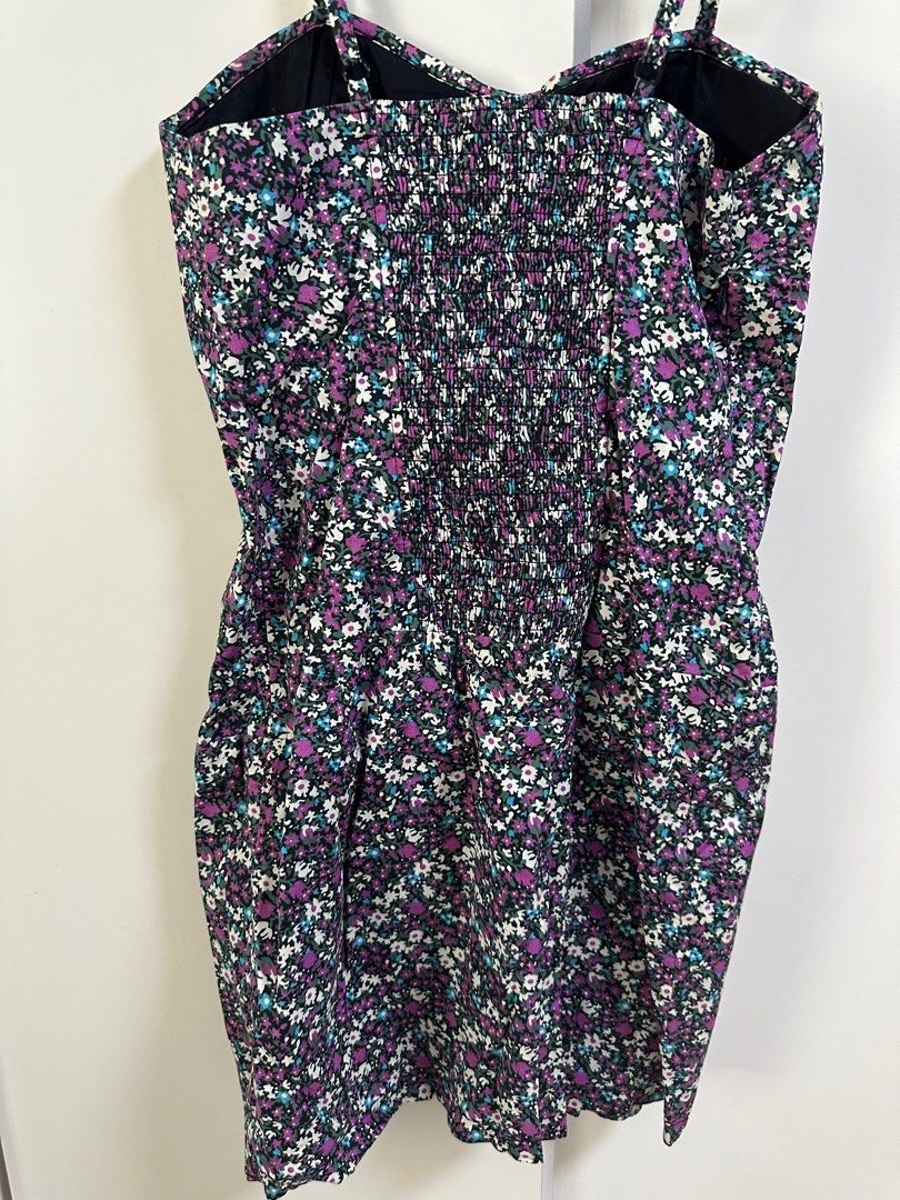 Pull and Bear purple floral spag figure hugging dress, Women's Fashion ...