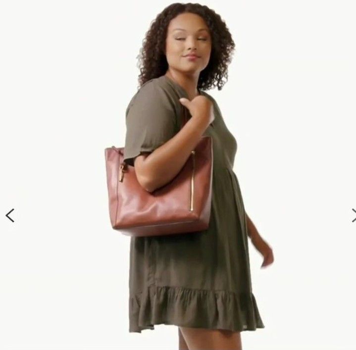 Ready Tas Fossil Tara shopper brandy brown tote bag new original, Fesyen Wanita, Tas & Dompet di ...