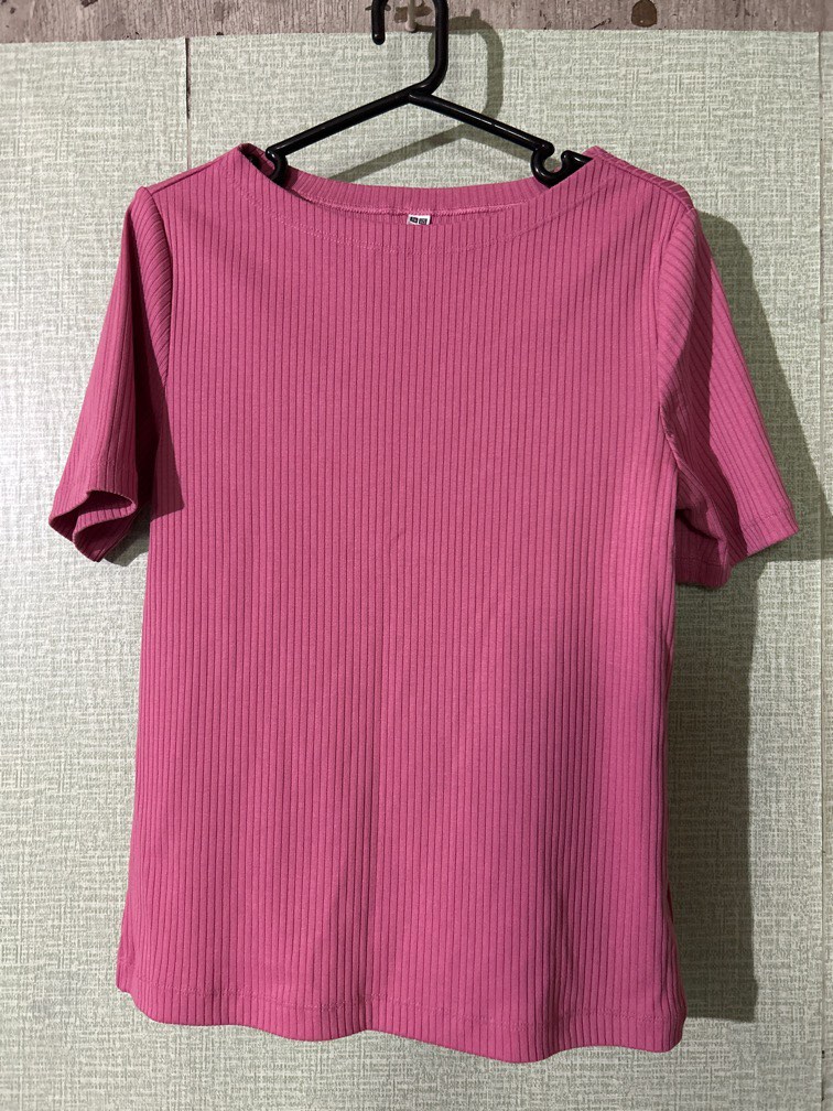 Ribbed Neck Half Sleeve Shirt, Women's Fashion, Tops, Shirts on Carousell