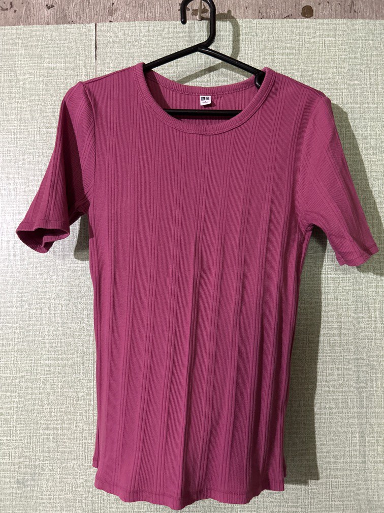 Ribbed Neck Half Sleeve Shirt, Women's Fashion, Tops, Shirts on Carousell