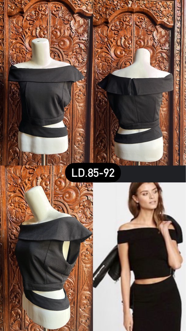 Sabrina cut out top, Fesyen Wanita, Pakaian Wanita, Atasan di Carousell
