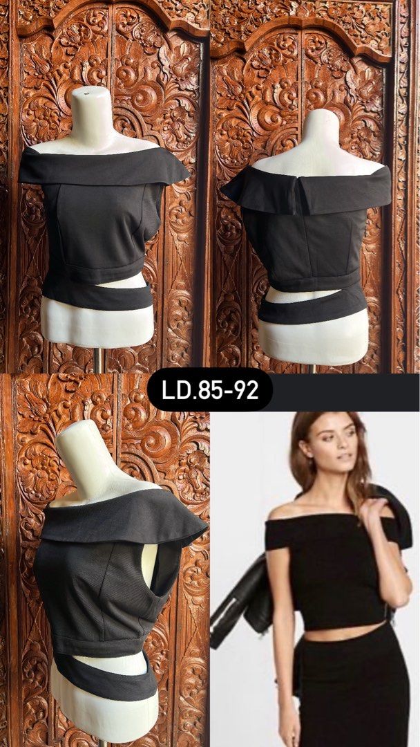 Sabrina cut out top, Fesyen Wanita, Pakaian Wanita, Atasan di Carousell