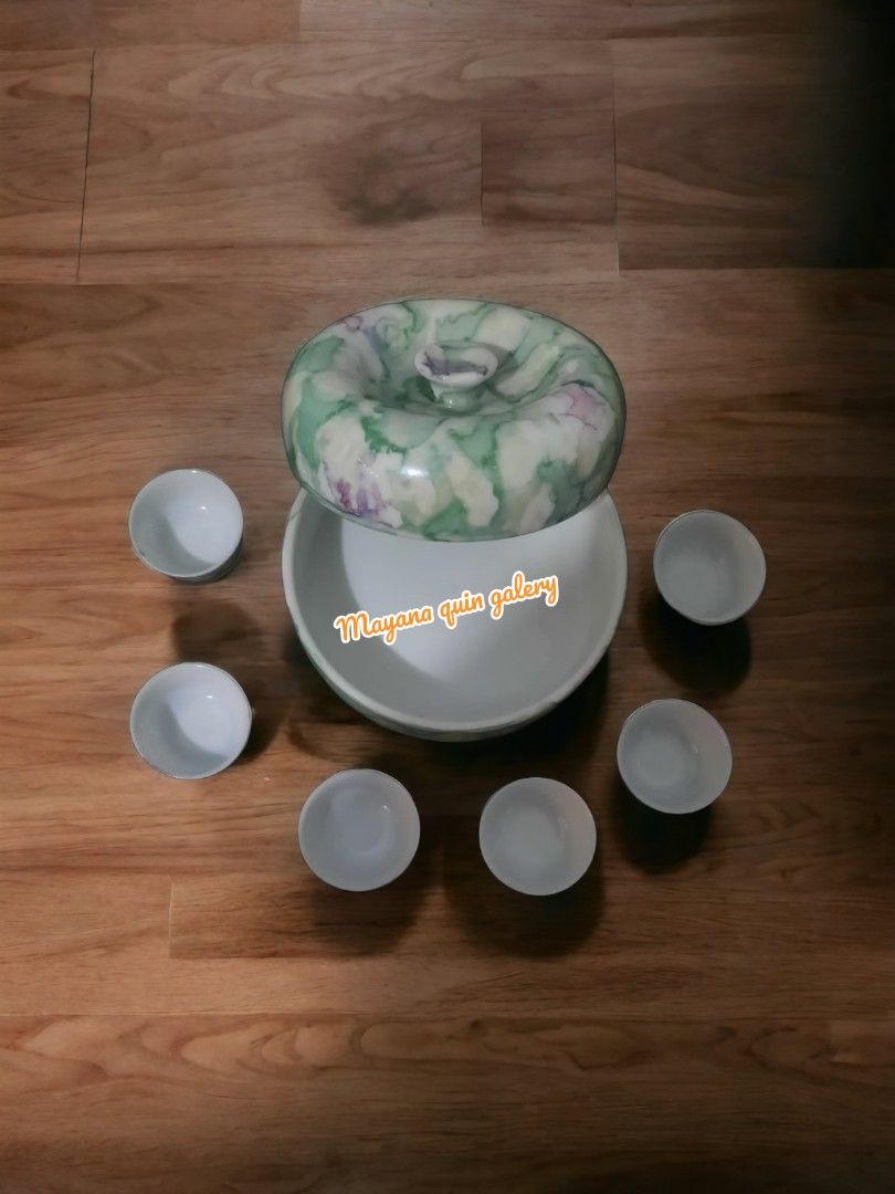 Satu set cangkir teh dan mangkok porselin, Antik, Pajangan di Carousell