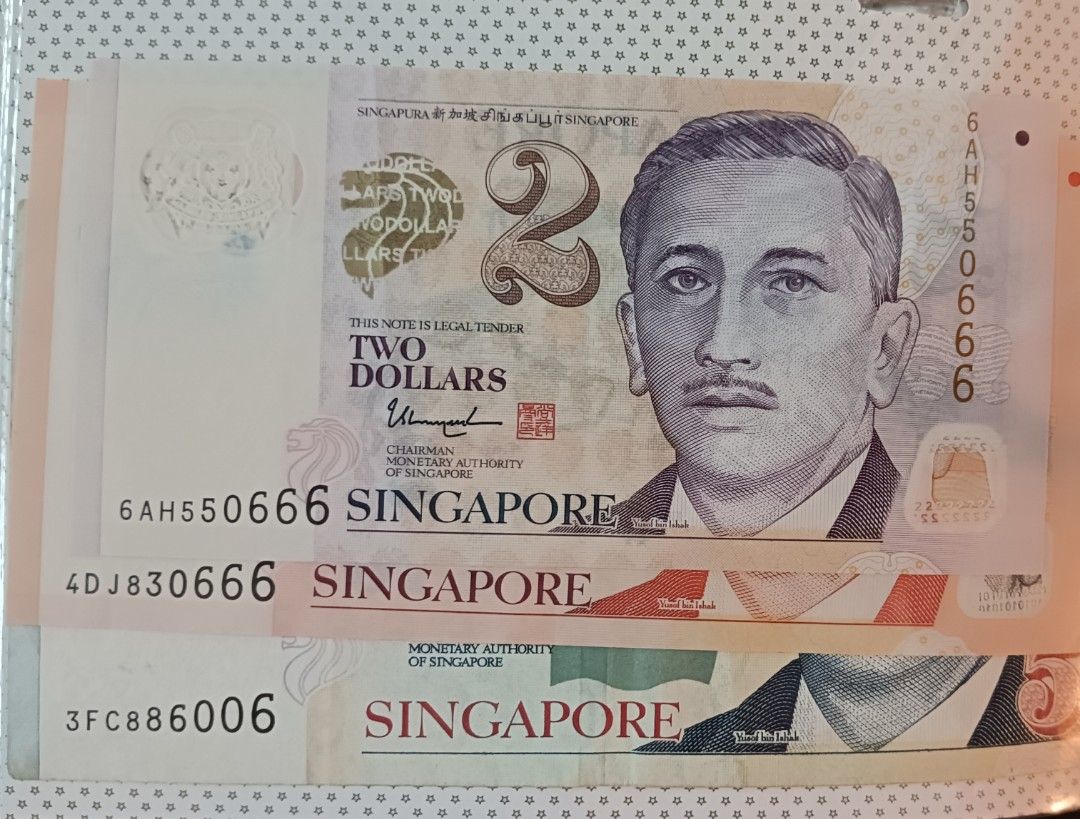 Singapore Dollar $ notes with nice serials, Hobbies & Toys, Memorabilia ...