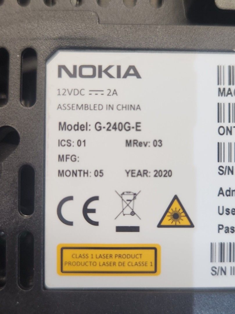 Singtel Nokia G240 Optical Network Router, Computers & Tech, Parts ...