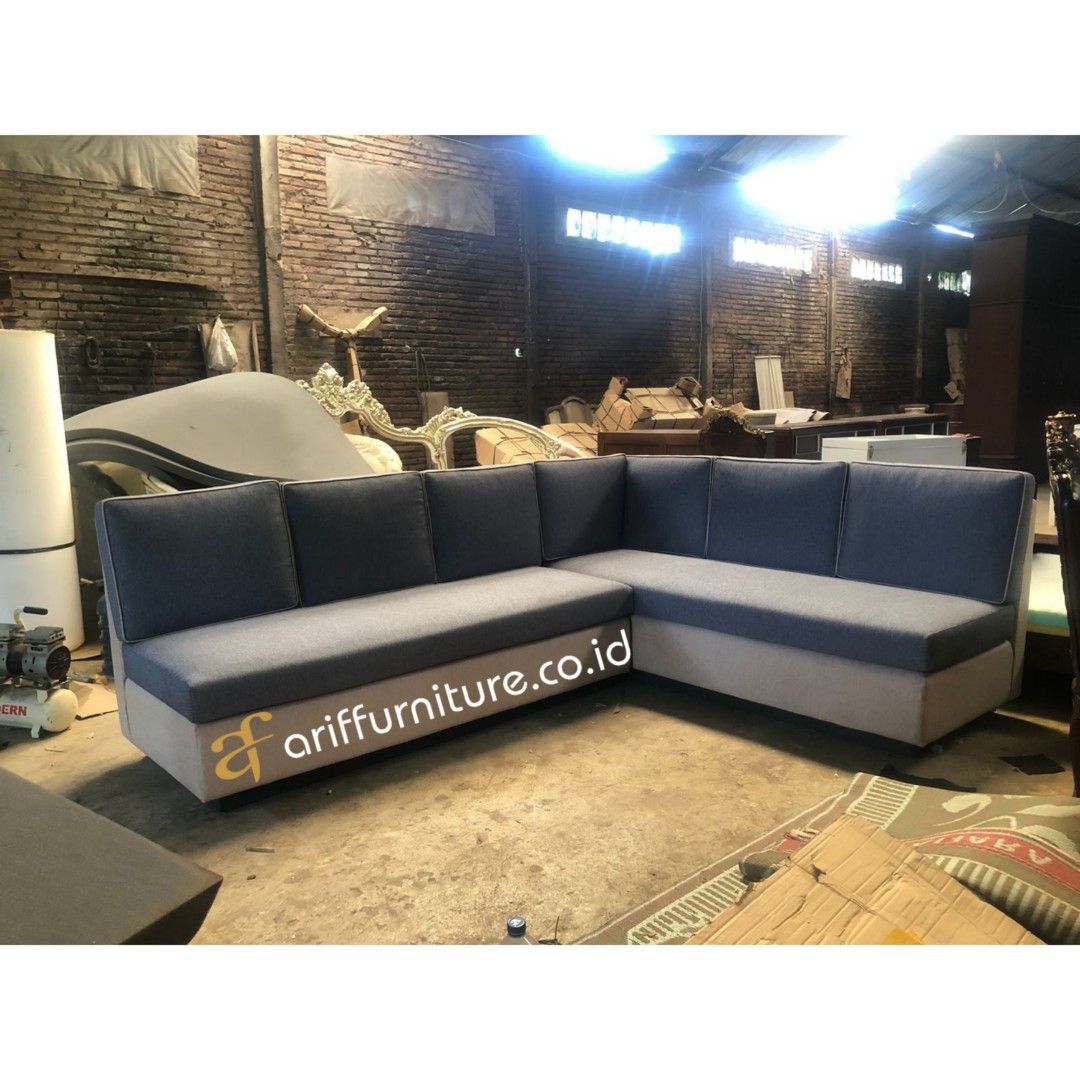 Sofa Letter L Minimalis Modern Kayu Jati, Perabotan Rumah di Carousell