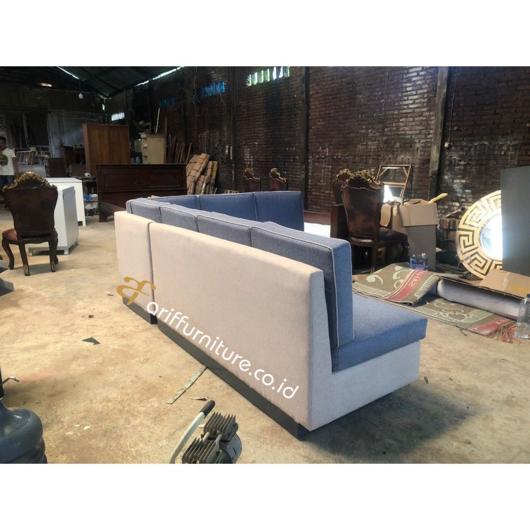 Sofa Letter L Minimalis Modern Kayu Jati, Perabotan Rumah di Carousell