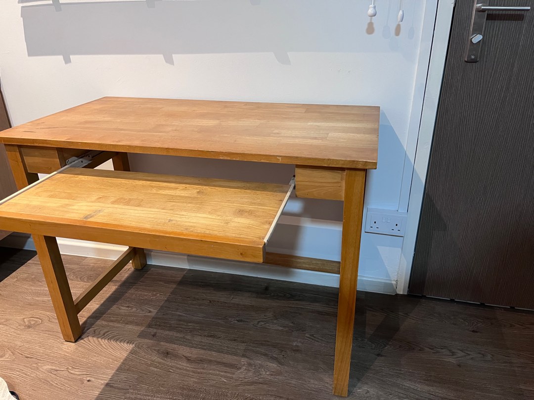 Solid pine wood computer desk, Furniture & Home Living, Furniture ...