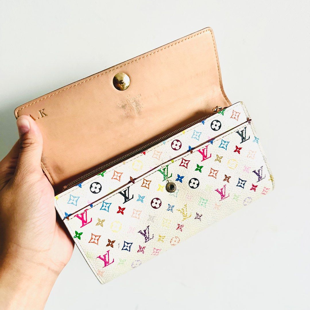 STEAL ️ Louis Vuitton LV Multicolor Sarah Monogram Logo GHW Flap Long ...